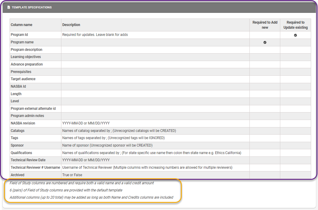 Bulk Uploads: Programs – LCvista Knowledge Base
